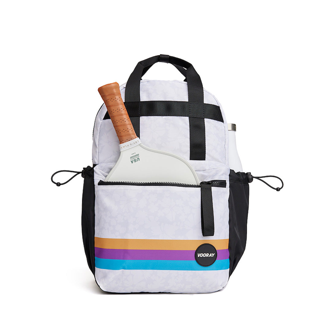 Katie Backpack – White Floral Retro Stripe – Vooray